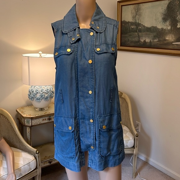 MICHAEL Michael Kors | Tops | Michael Kors Blue Denim Look Vest With ...